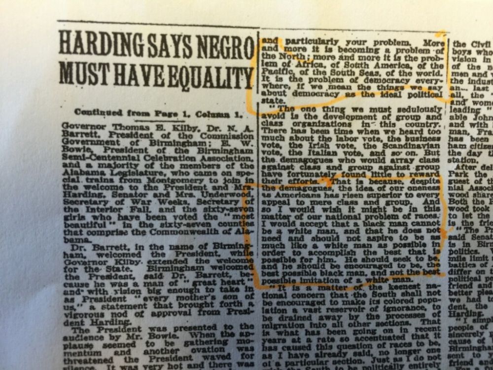 President Warren G. Harding’s Birmingham civil rights speech: bold then ...