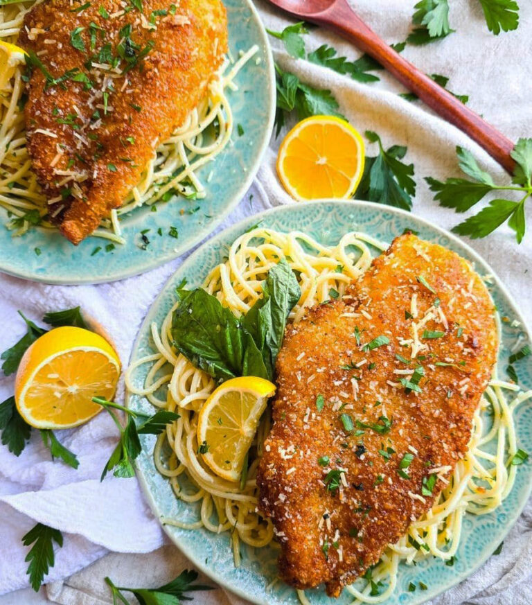 Recipe: Crispy Parmesan Crusted Chicken Pasta with Lemon Butter Basil ...